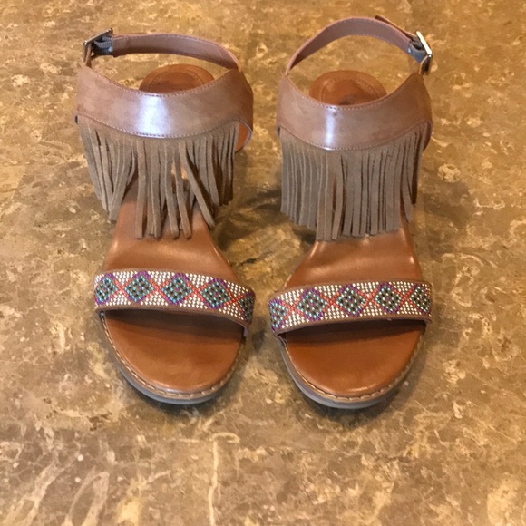 eva and zoe | Shoes | Eva And Zoe Fringe Strap Beaded Sandal | Poshmark